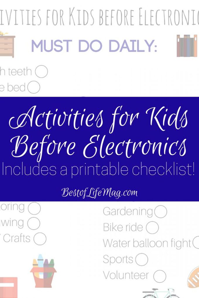 Activities for Kids Before Electronics | Printable Checklist - Best of ...