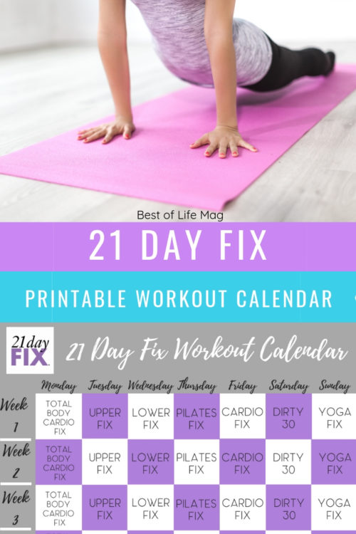 21 Day Fix Printable Workout Calendar - The Best of Life Magazine