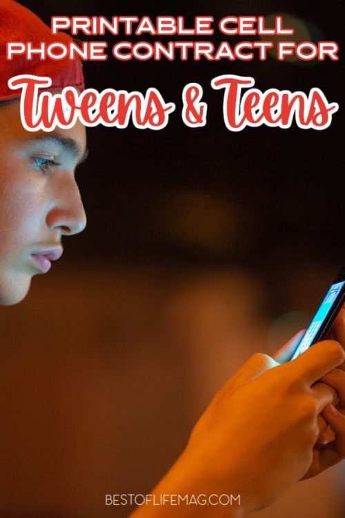 Printable Cell Phone Contract for Tweens and Teens