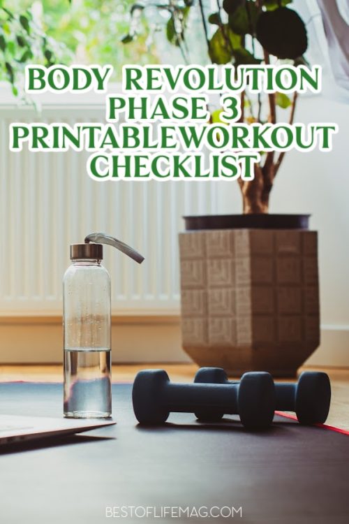 Body Revolution Phase 3 Printable Workout Checklist