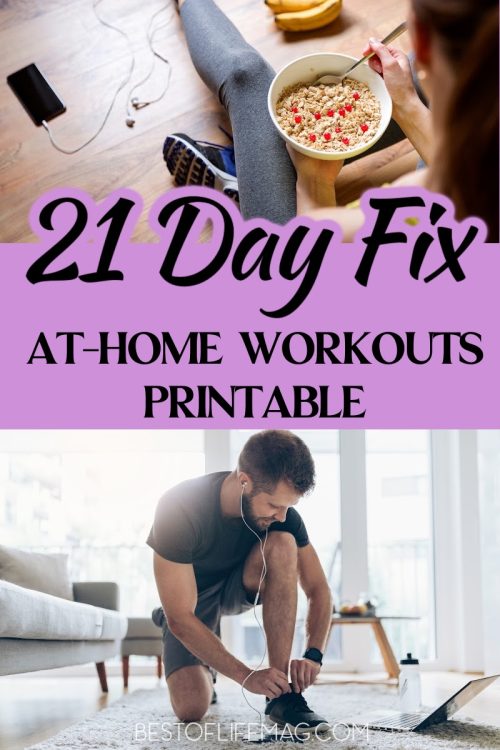 21 Day Fix Chart Printable for at Home Workouts